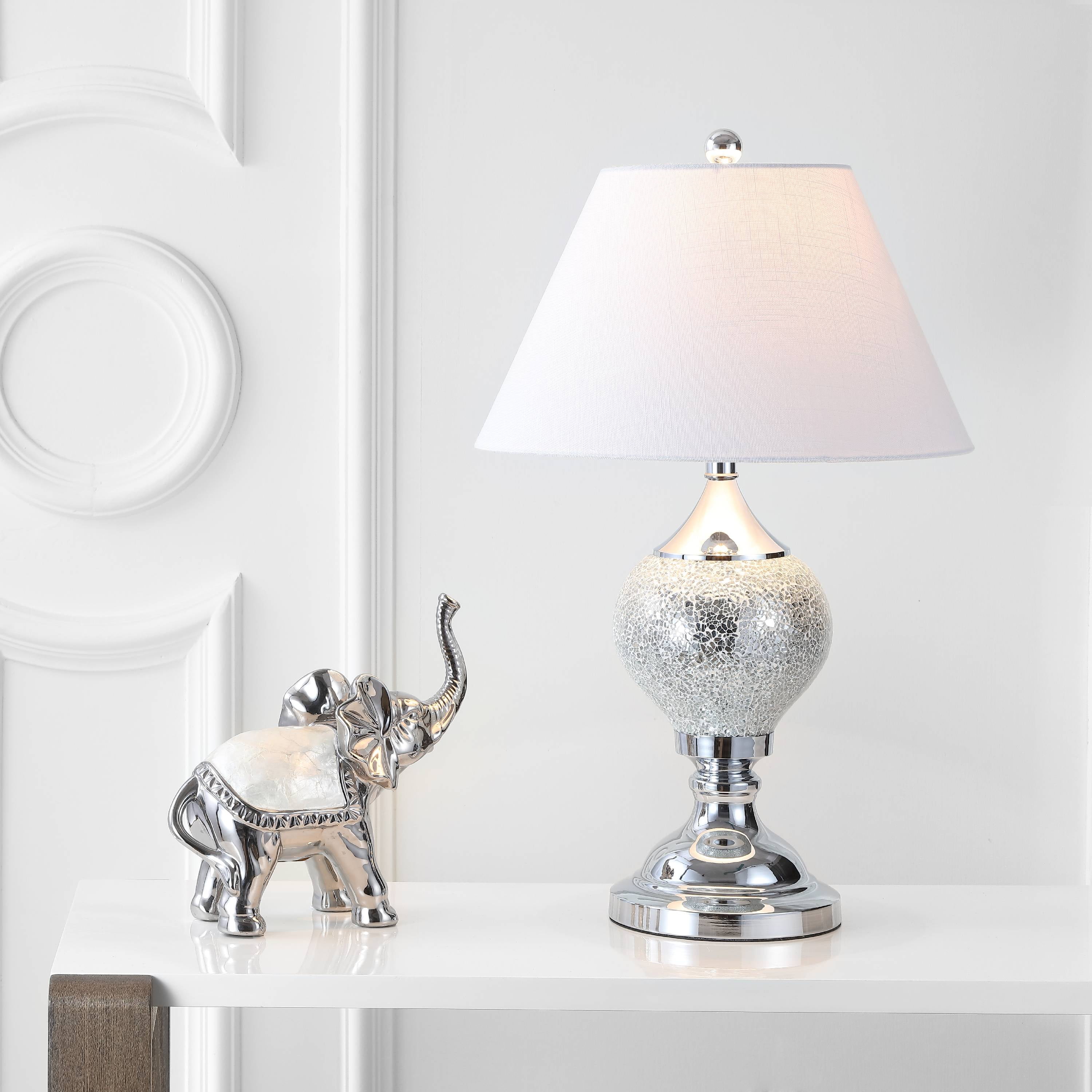 Louise 27" Mirrored LED Table Lamp, Silver/Chrome - Walmart.com