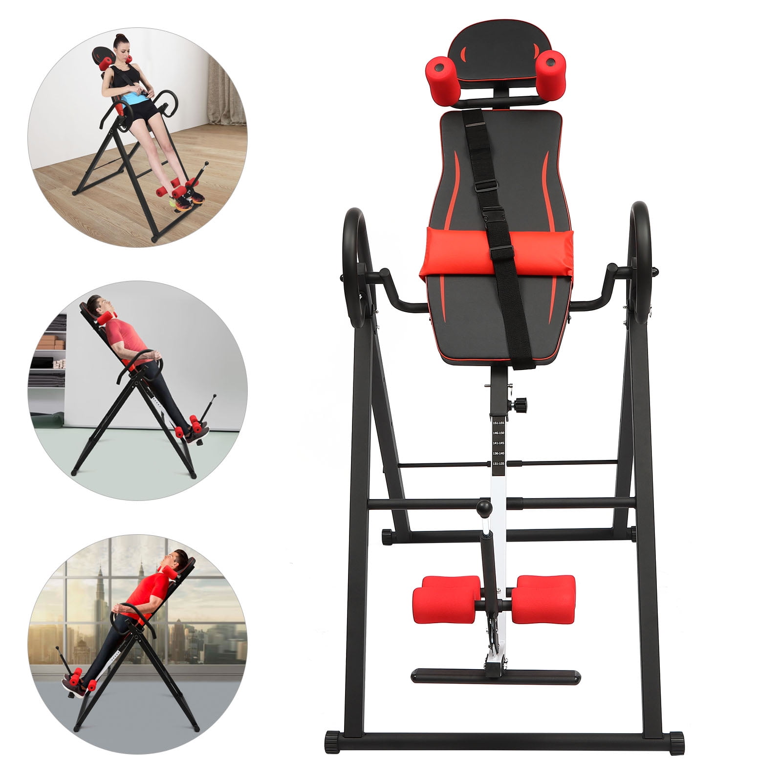 Fichiouy Foldable Inversion Table Gravity Hang Back Pain Relief and ...