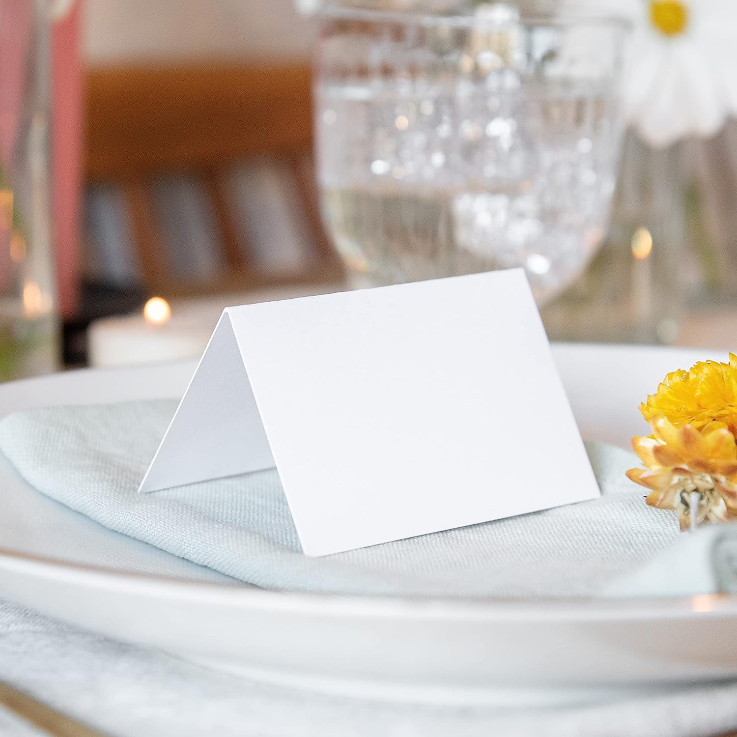 Yeegool Name Place Cards Plain White Folded Table Name Cards For Party Reception Birthday Name Cards For Table Setting Wedding Name Cards 25 Car