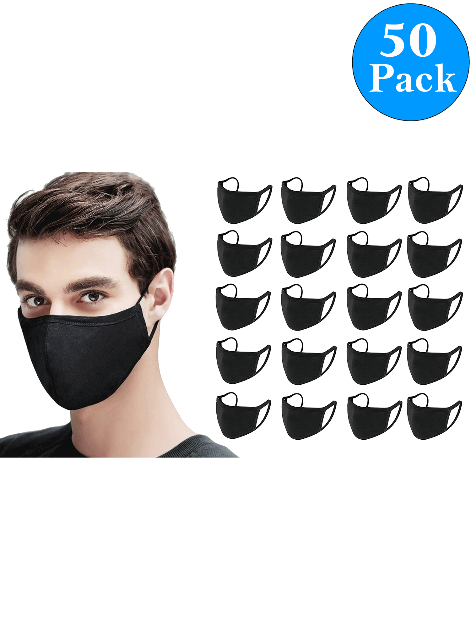 Multi-Pack Reusable Washable Earloop Cotton Fabric 2-Ply Mask - Walmart.com