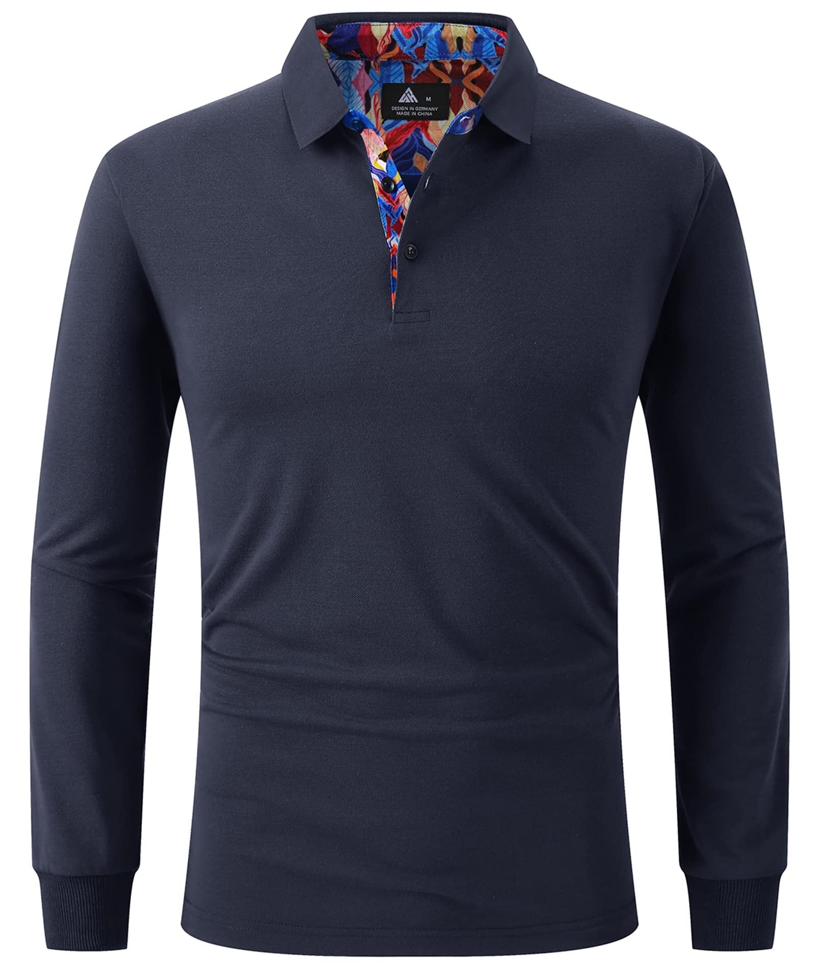 SCODI Men's 3 Button Quick Dry Long Sleeve Performance Polo Shirts ...