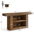 63In Farmhouse Console Table Rustic Brown Finish Solid Wood 3-Tier U ...
