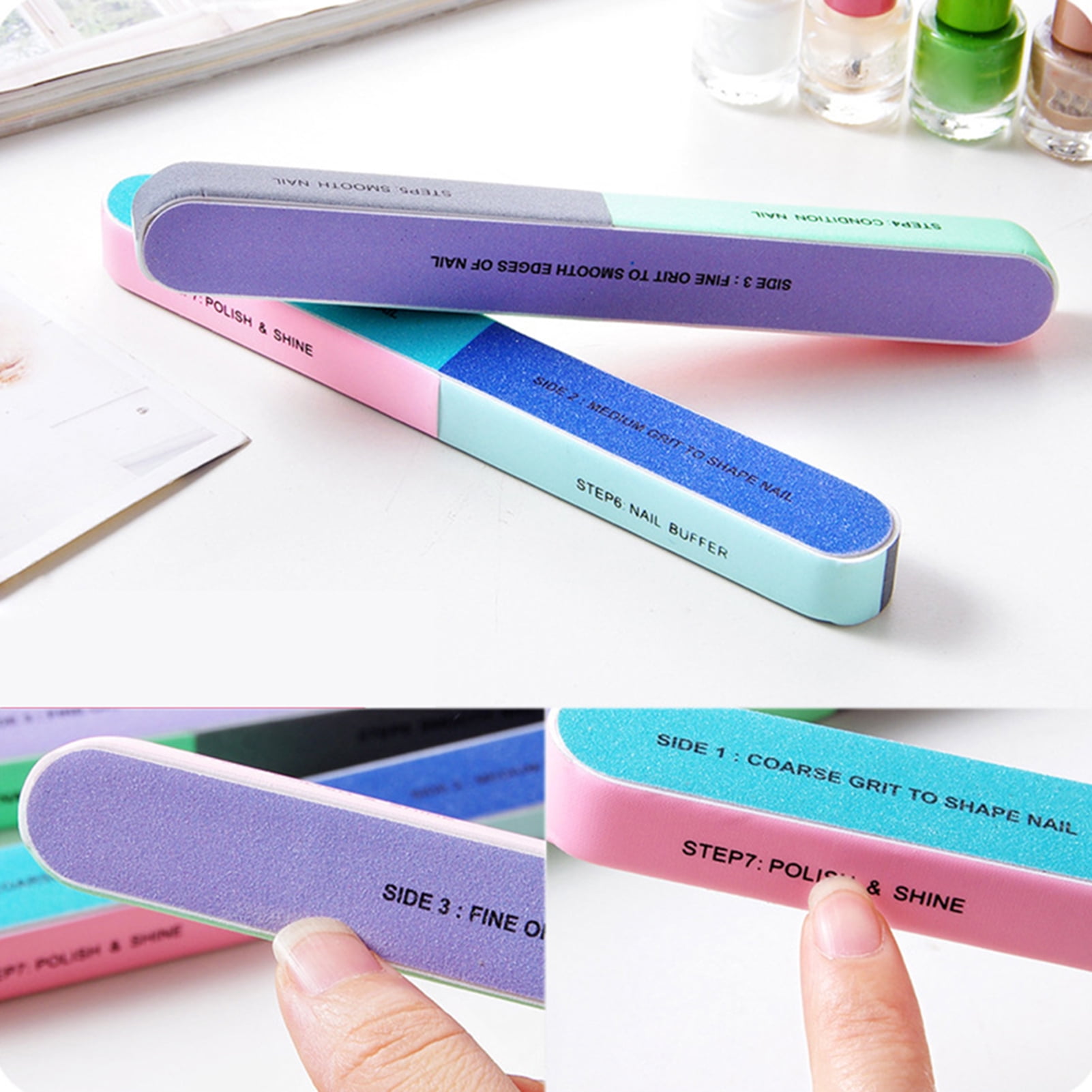 Limei 5 Pack Nail File and Buffer Block Professional Nail Buffering ...