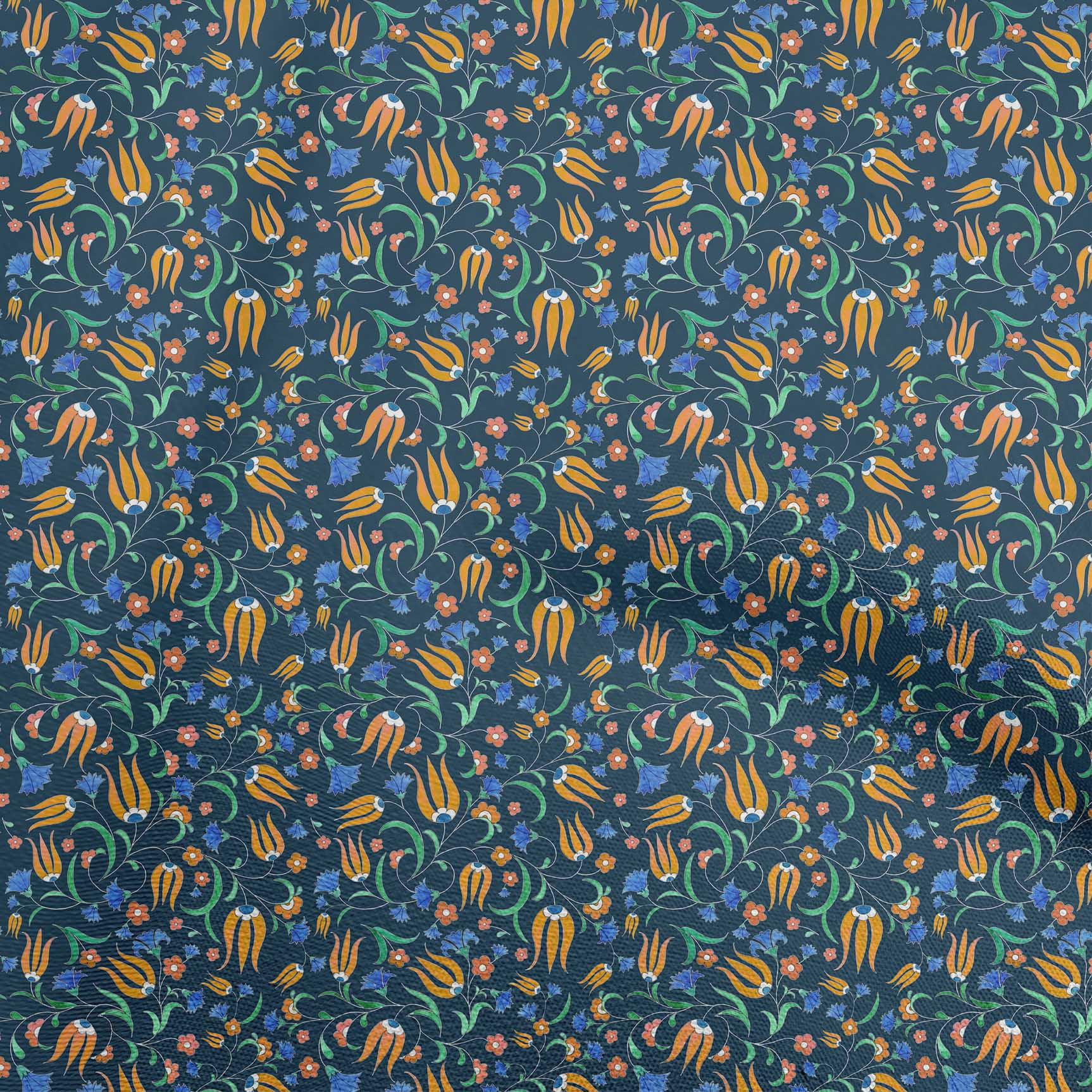 oneOone Cotton Cambric Blue Fabric Floral Fabric For Sewing Printed ...
