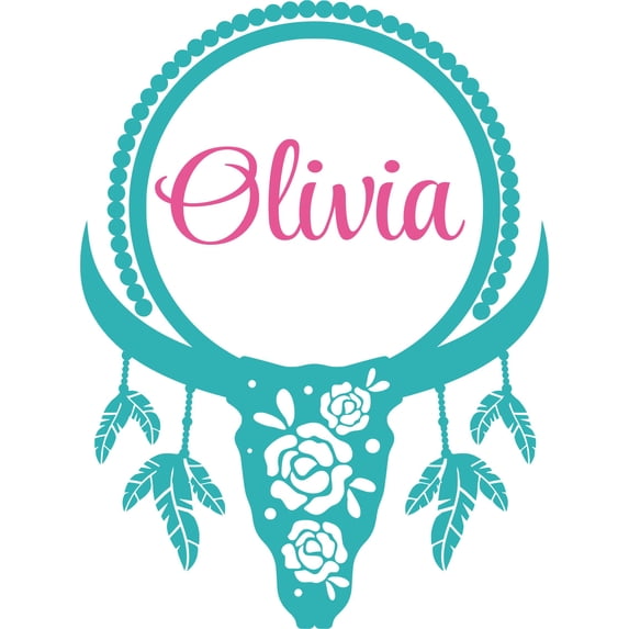 Wall Decal Bull Skull Horns Feathers Flowers Cowboy Cowgirl Chaps Rodeo ...