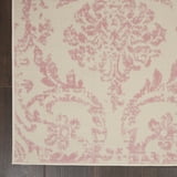 "Nourison Jubilant Boho Damask Ivory/White & Pink Area Rug, 5'3"" x 7'3 ...