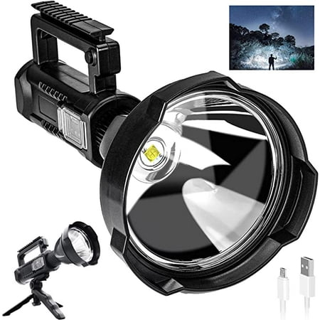Rechargeable Spotlight Torch, LED Super Bright 100000 High Lumen ...