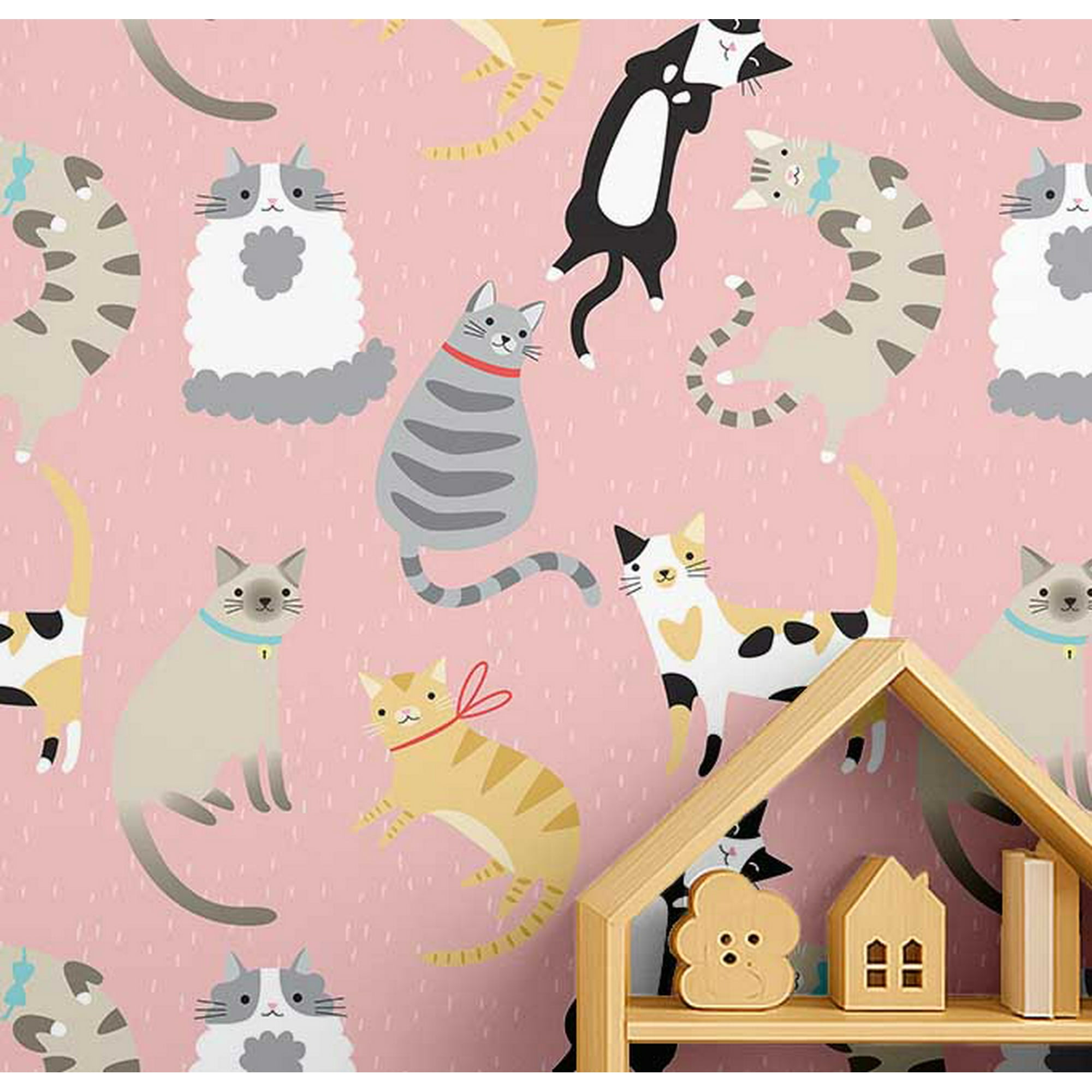 Click here for S4sassy Peel & Stick Vinyl Wallpaper  Cat Print Wa... prices