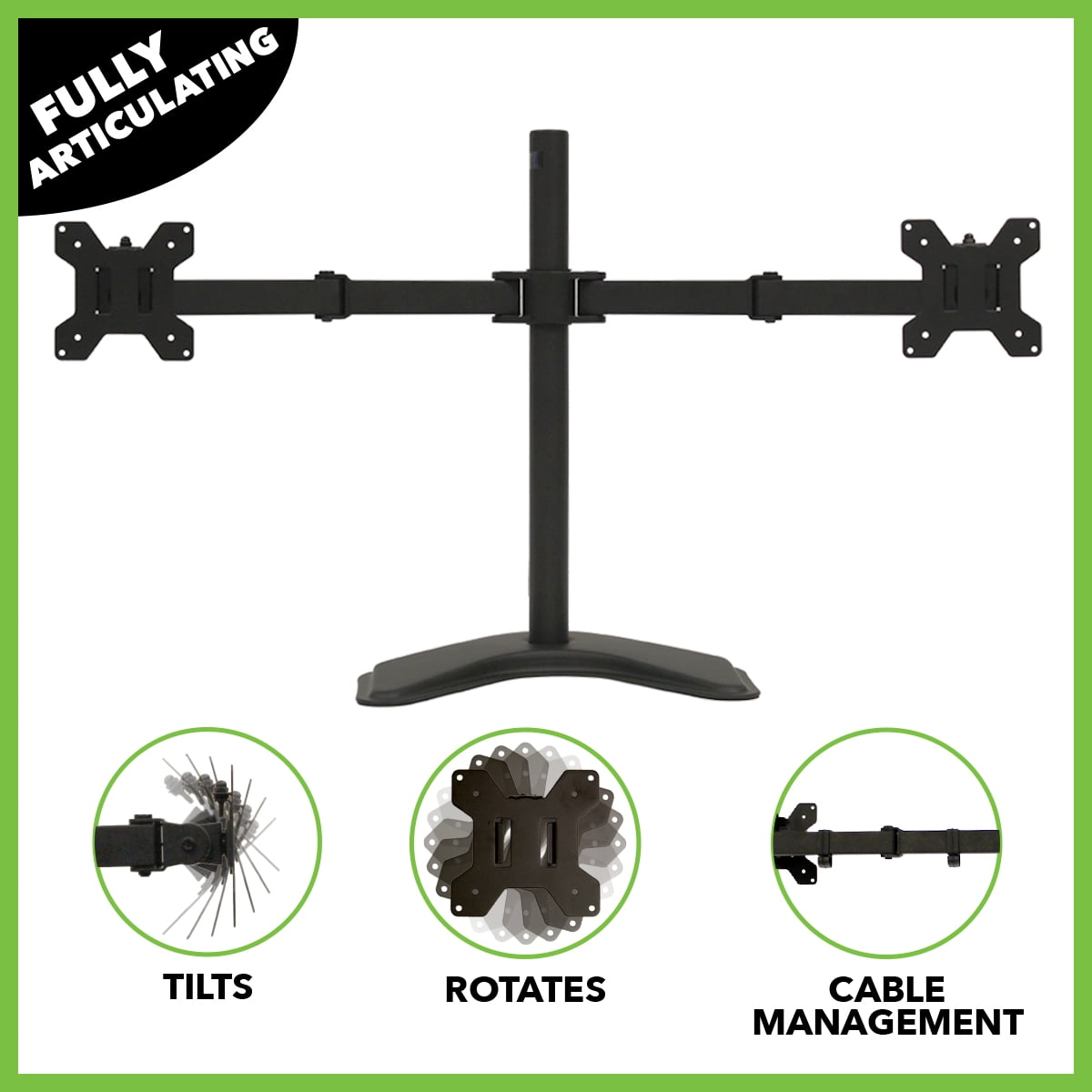 NavePoint Fully Adjustable Dual Monitor Mount Free Stand for 2 LCD LED ...