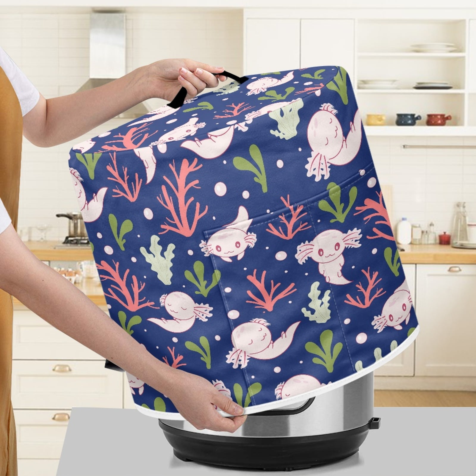 Xoenoiee Axolotl Water Plants Print Pressure Cooker Cover 3 qt, Kitchen ...