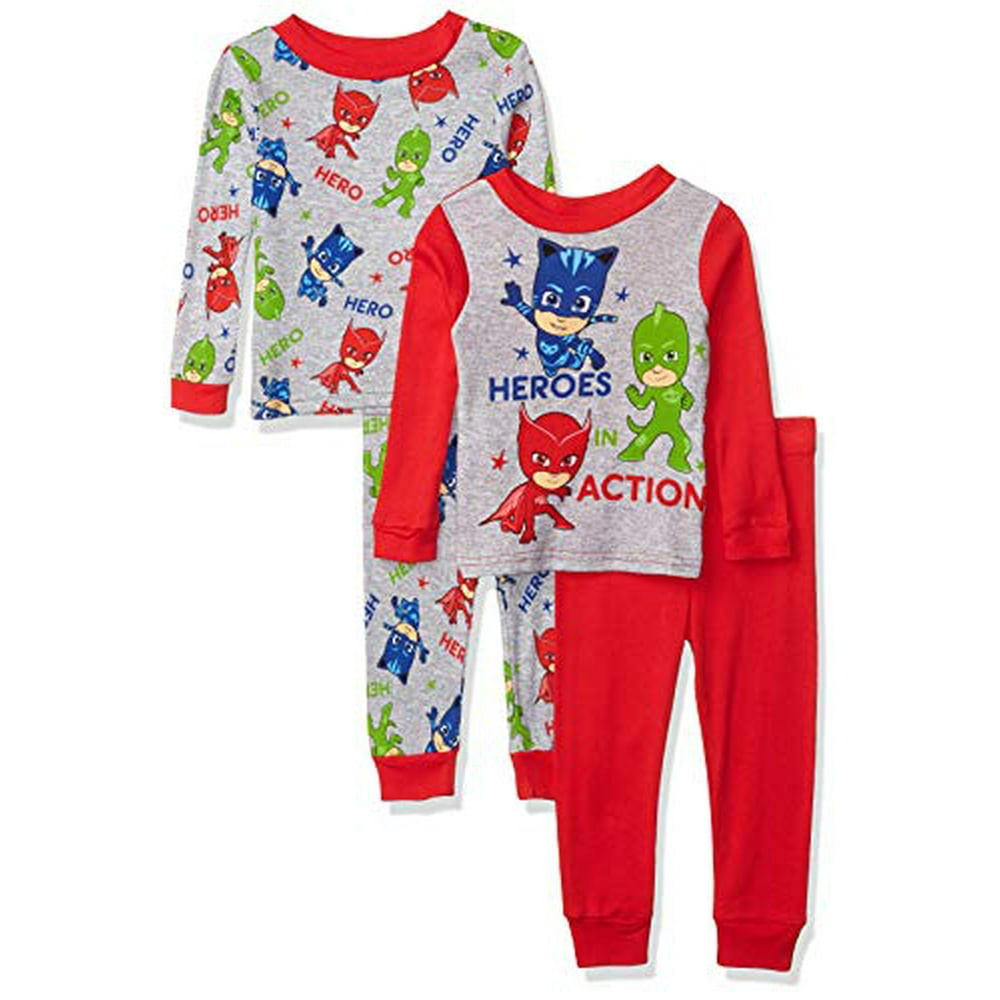 PJ Masks - PJ Masks Boys' 4-Piece Cotton Pajama Set, Action Heroes, 3T ...