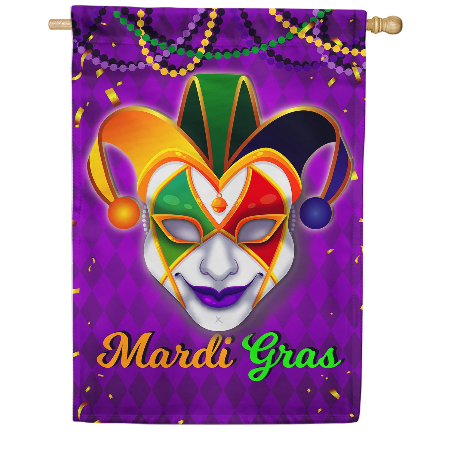 America Forever Flags Colorful Jester, Mardi Gras House Flag ...