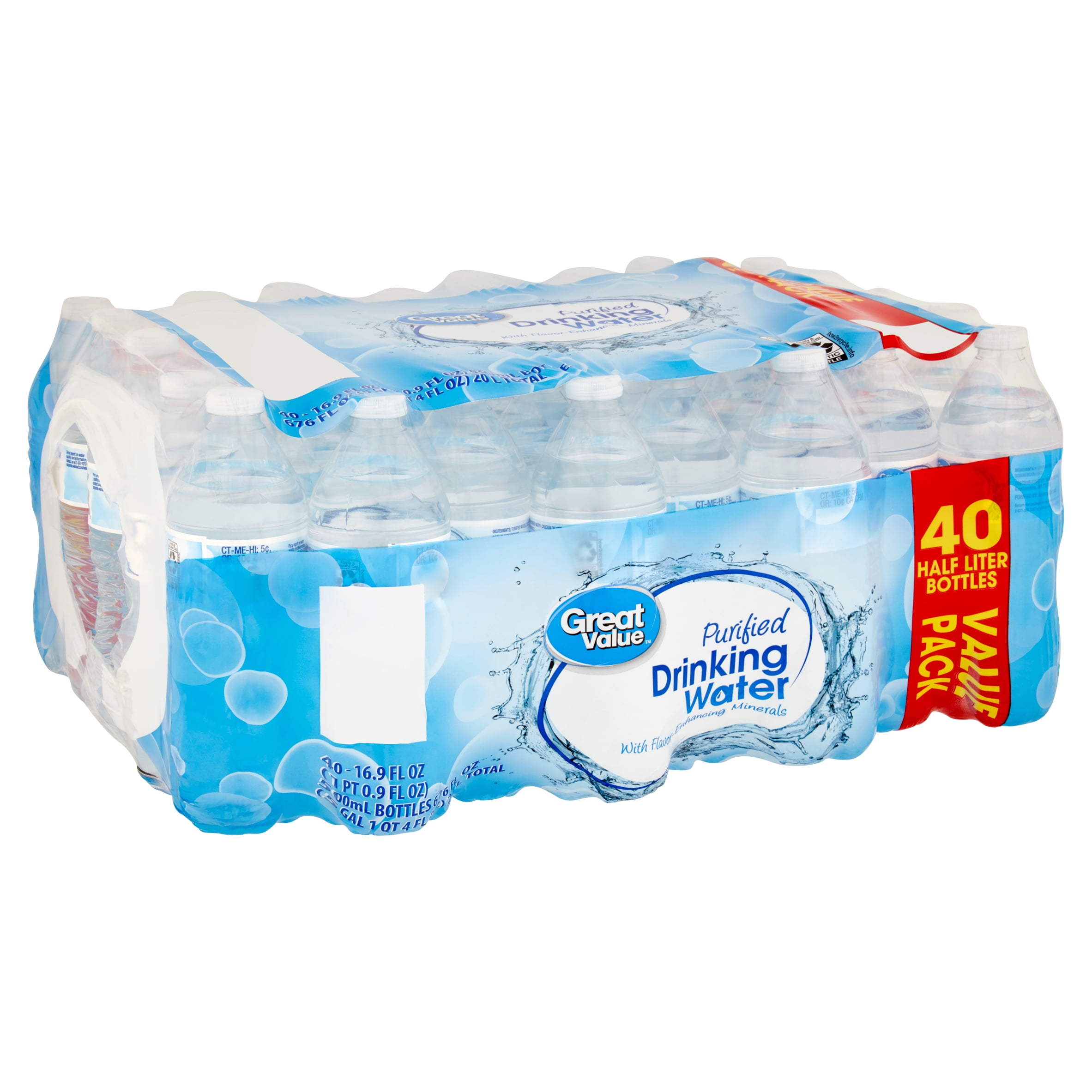 Great Value Purified Drinking Water Value Pack 16 9 Fl Oz 40 Count Great Value Purified Drinking Water Value Pack 16 9 Fl Oz 40 Count