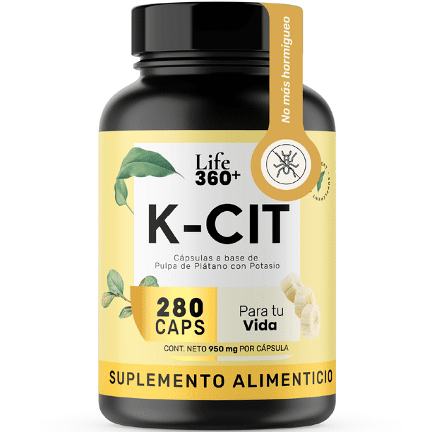 LIFE 360+ K-CIT Citrato de Potasio | 280 Cápsulas | Citrato de Potasio ...