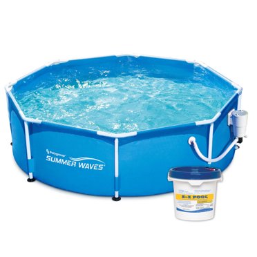 Summer Waves 14 ft Round Elite Frame Above Ground Pool, Cool Gray, Ages ...