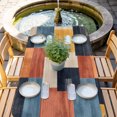 Abstract Stitching Fitted Rectangle Tablecloth 30" x 60" Blue White ...