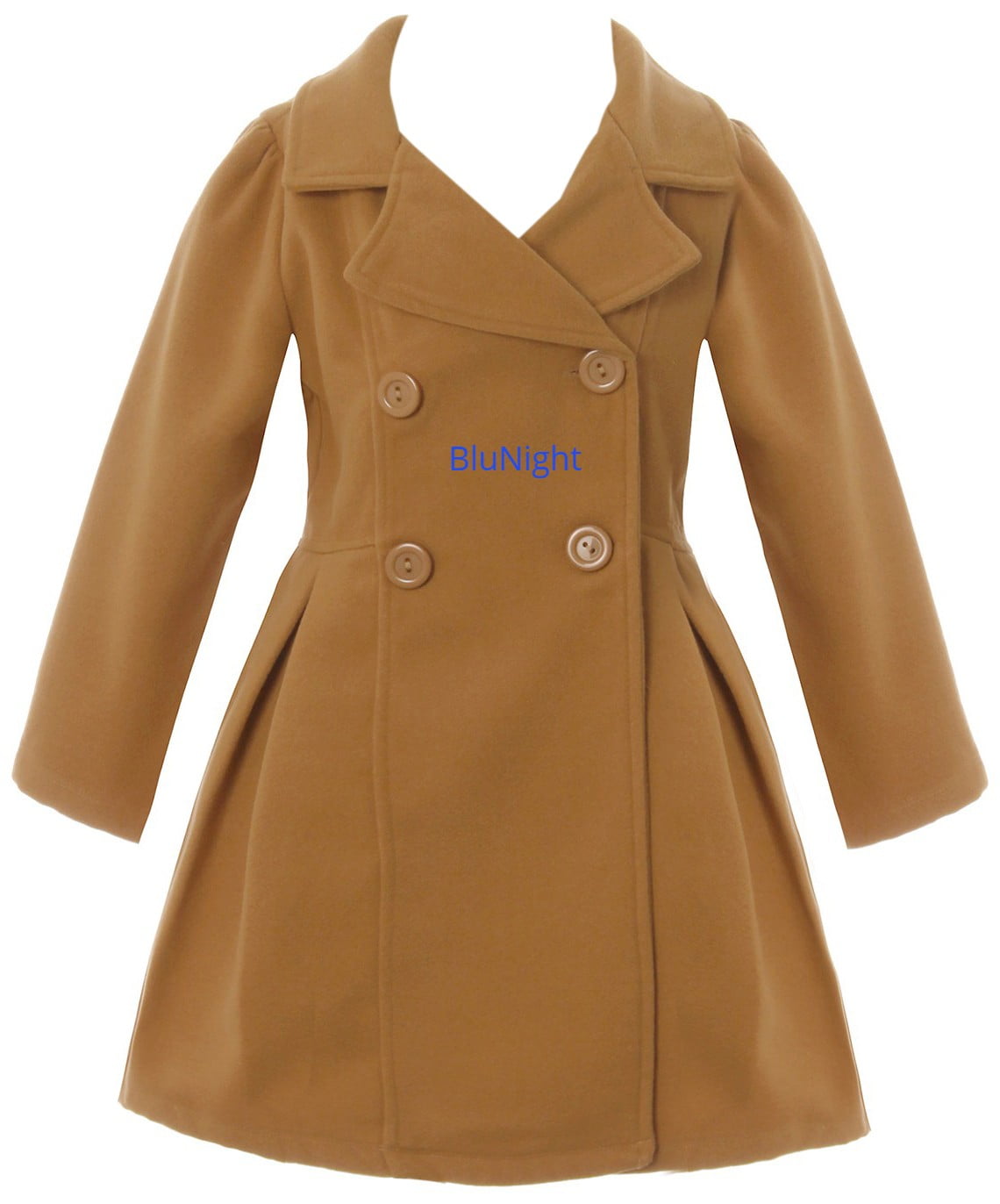 Little Girls Dress Coat Long Sleeve Button Pocket Long Winter Coat ...