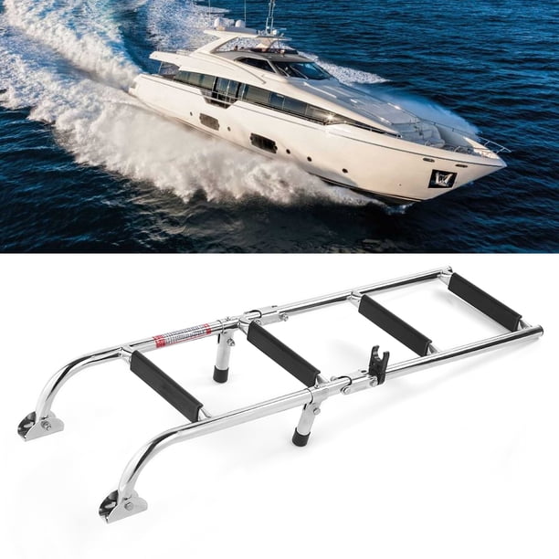Pontoon Boat Ladder, Stainless Steel Construction Telescoping Swim Step ...