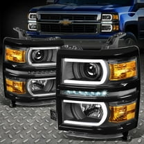 NUVISION for 14-15 Chevy Silverado LED DRL Projector Headlights Black ...