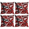 Abstract Red Waves Pillow Covers Set of 4, Modern Minimalist Red Black ...