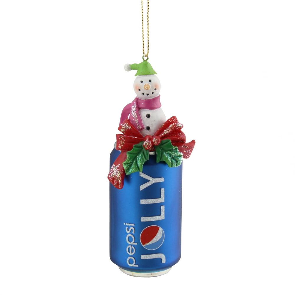 Northlight 4.75" Jolly Pepsi Can with Snowman Topper Glass Christmas ...