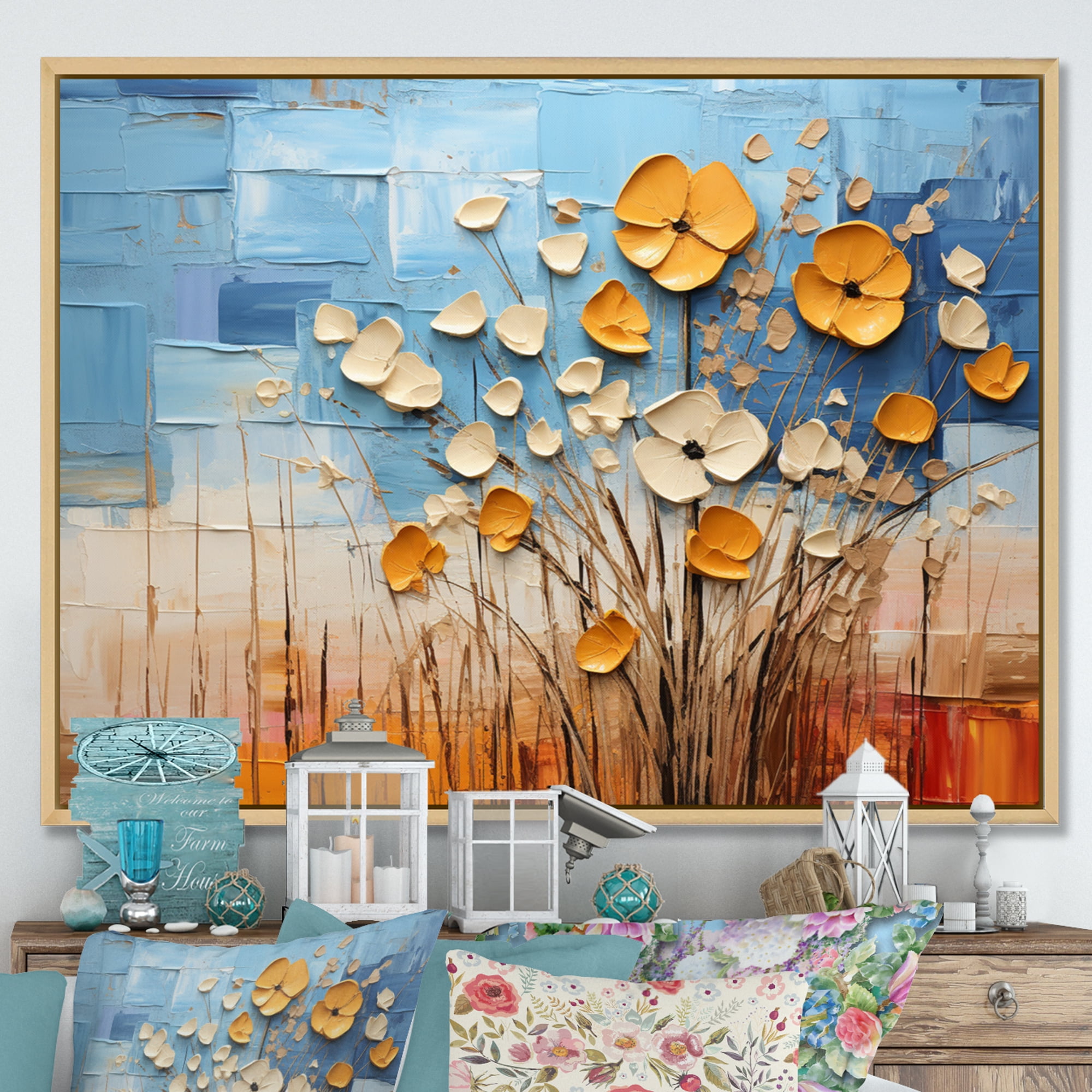 Click here for Designart Prairies Framed Wall Art  Interwoven Bli... prices