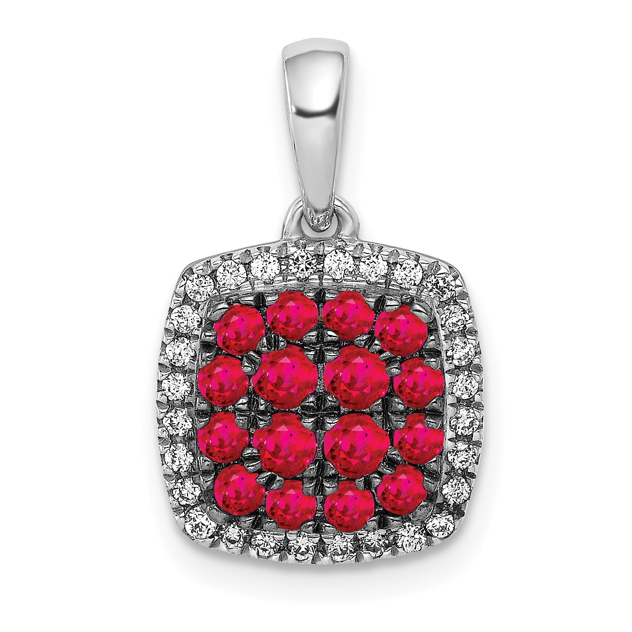 14K White Gold Plated Diamond & Ruby Pendant - Walmart.com