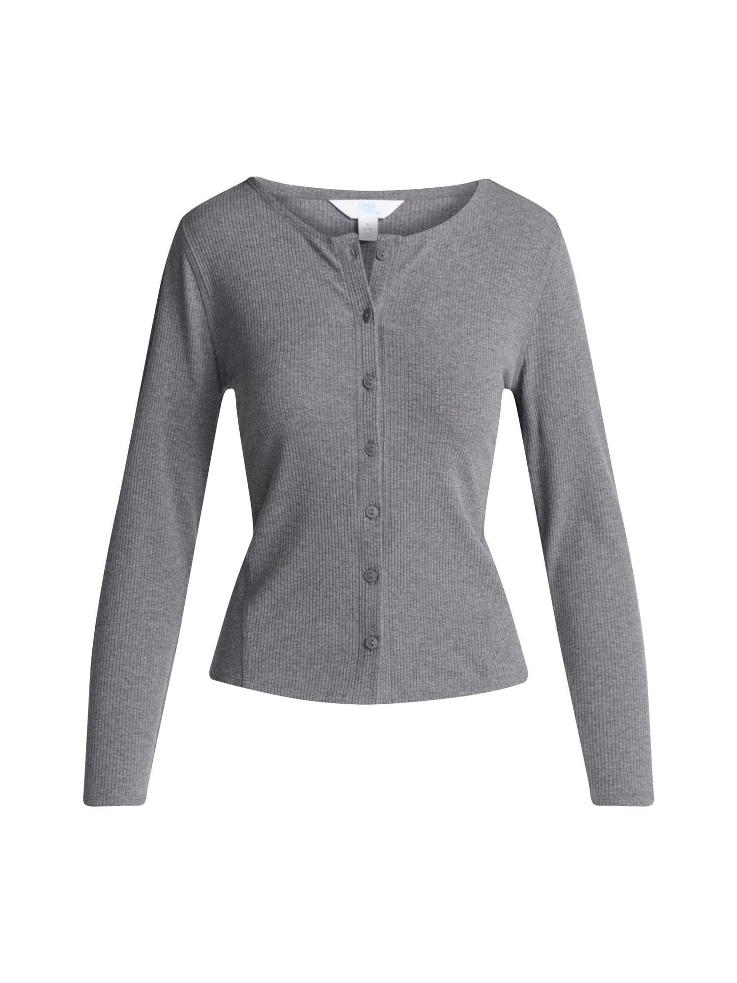 Time and Tru Women's Ribbed Knit Button Front Top, Sizes XS-XXXL ...