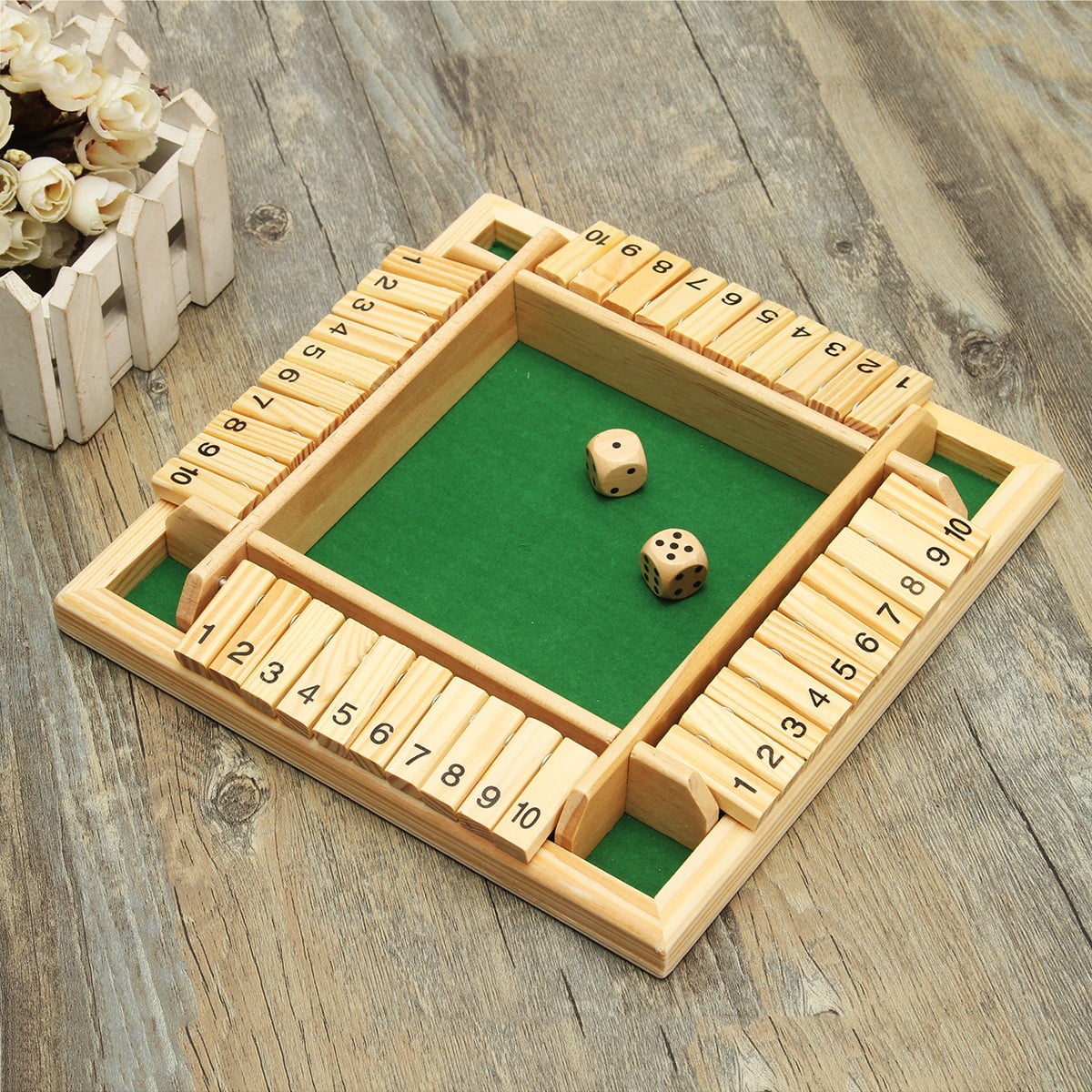 10 Numbers Traditional Wooden Board Game Set Shut The Box Dice Game Pub ...