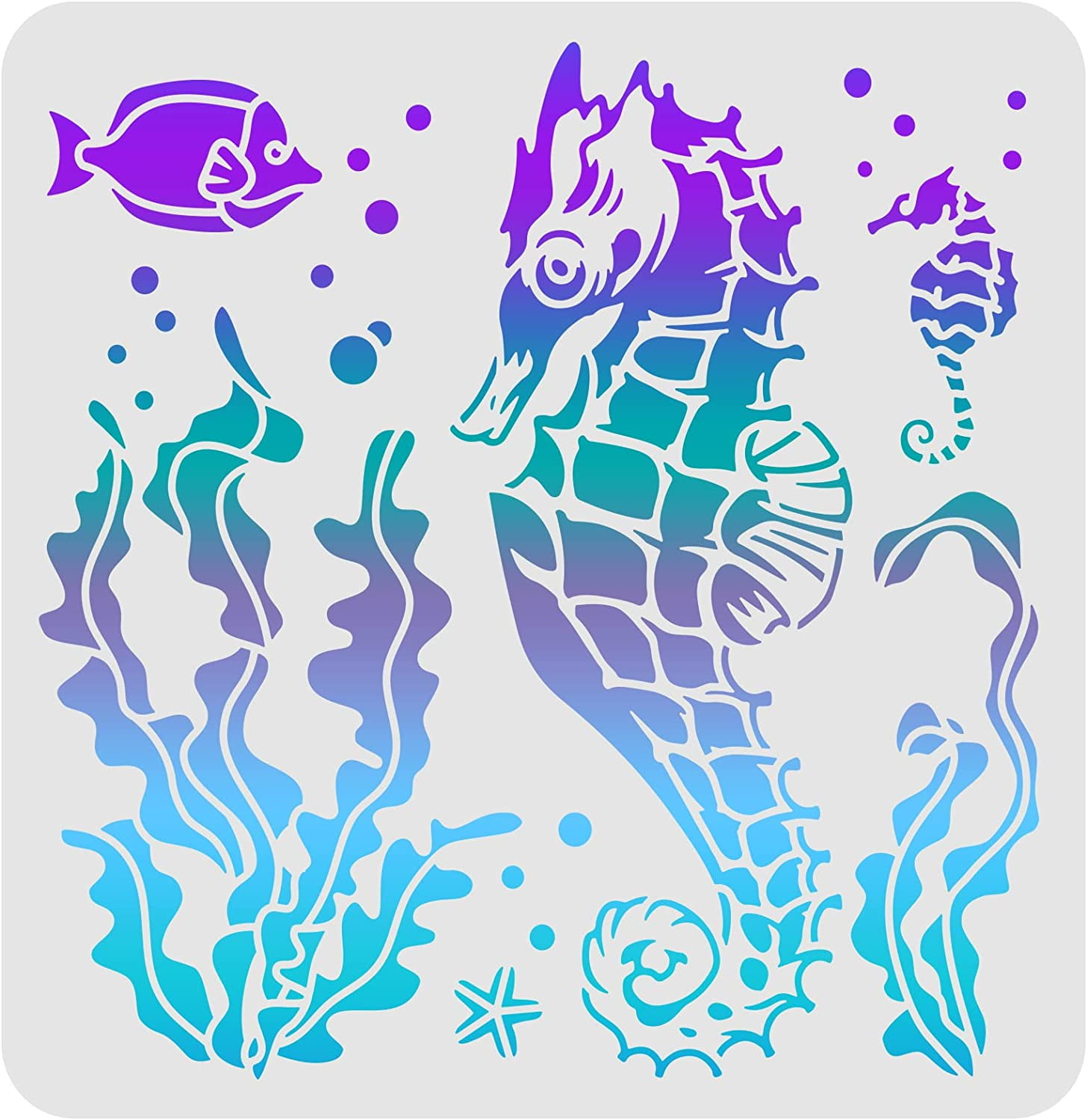Seahorse Stencil Reusable Seahorse Template for Painting Sea Animal ...