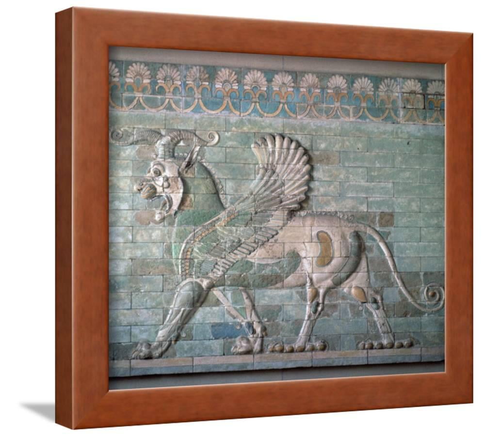 Persian enamelled brick Griffon, 6th century BC Artist Unknown, Framed ...