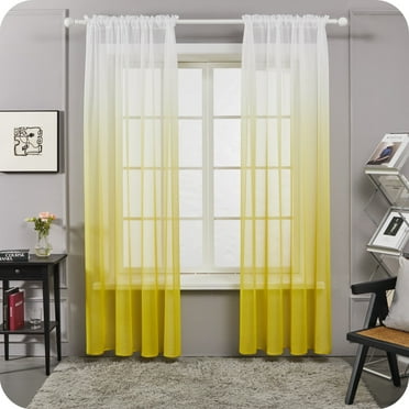 Colorful Gradient Sheer Curtains 2 Panels Set Pink Yellow Abstract ...