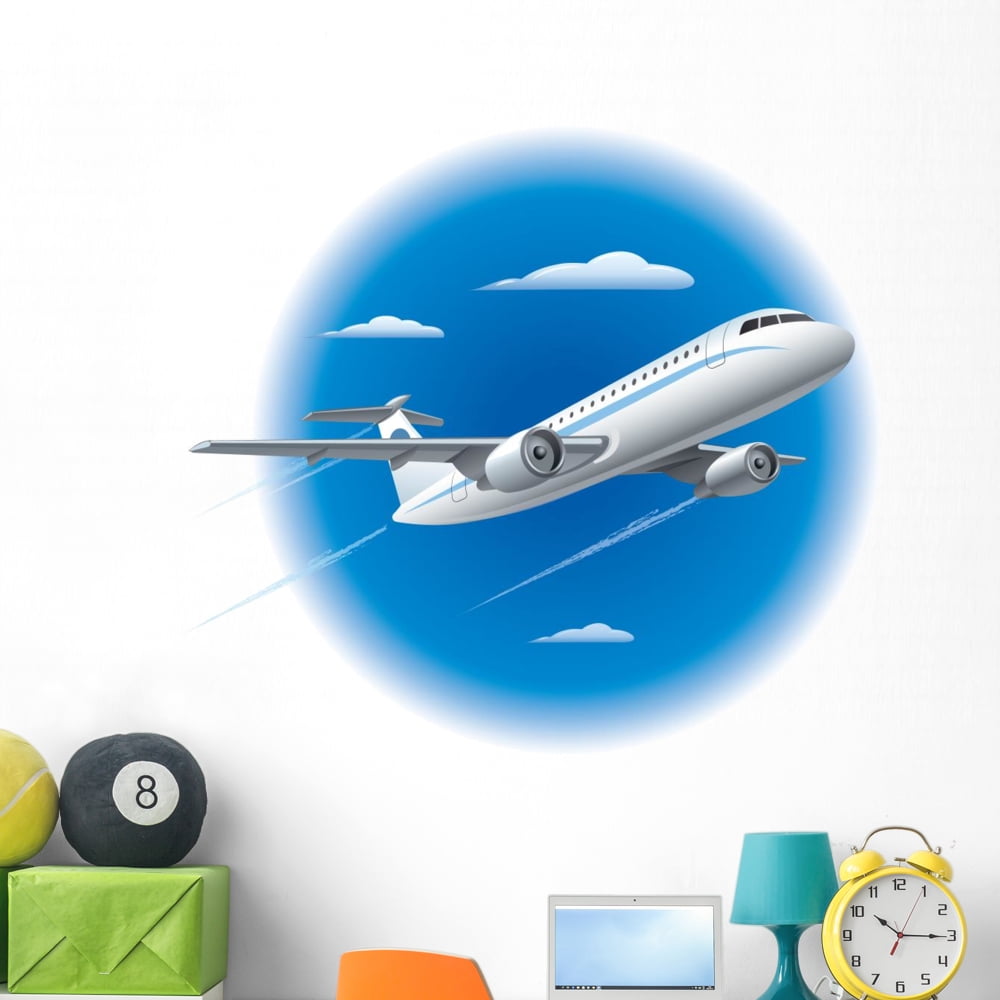 Flying Airplane Wall Mural by Wallmonkeys Peel and Stick Graphic (48 in ...