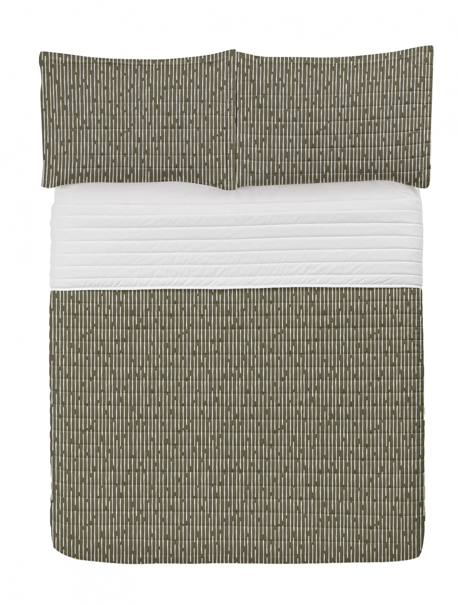 Earthy Microfiber Bedspread Set, Modern Themed Striped Pattern of Hand ...