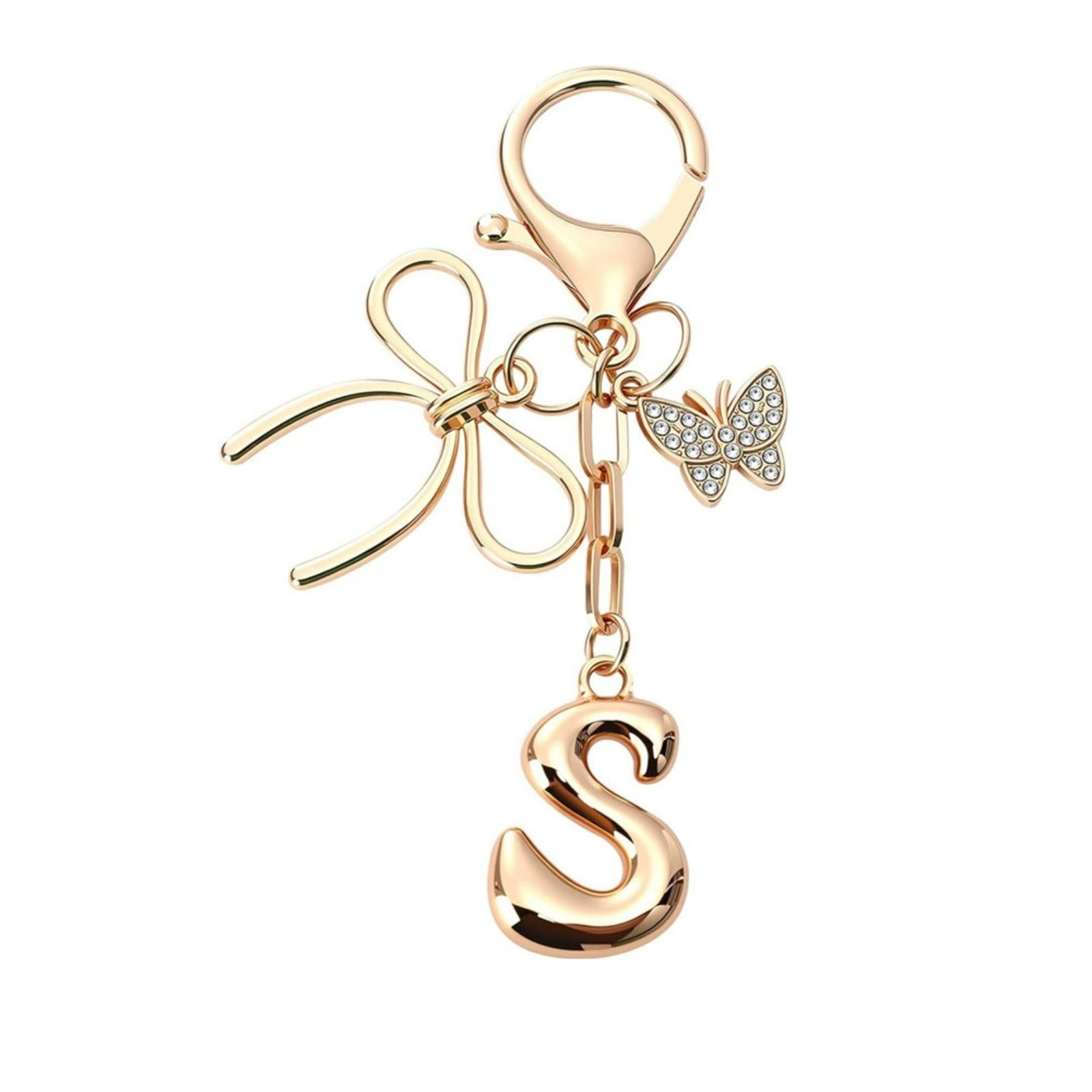 Click here for Uhnmki Stylish 26 Letter Bow Gold Letter Key Chain... prices