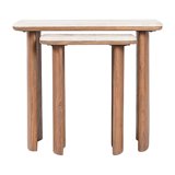 Sagebrook Home Nested Travertine & Acacia Wood Side Tables - Set of 2 ...