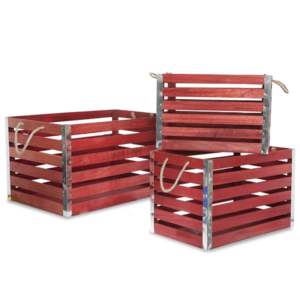 Six Slat Wood Crate Rope Handles - Set of Three - Walmart.com