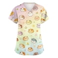 AHMOMEI Womens Scrubs Stretchy Cartoon Animal Print Scrub Shirt V Neck ...