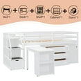 Bellemave White Kids Twin Loft Bed with Full Staircase, Movable Desk ...