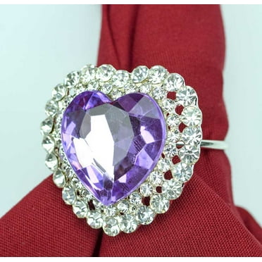 Red Heart Napkin Rings Sparkling for Valentines Day, Dinners, Parties ...