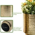 Set of 2 Different Size Hammered Gold Color Metal Tabletop Indoor Pots ...