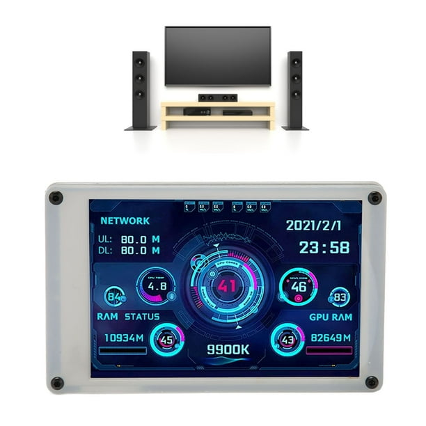 PC Sensor Panel Display, Brightness Adjustable Computer Temp Monitor 3 ...