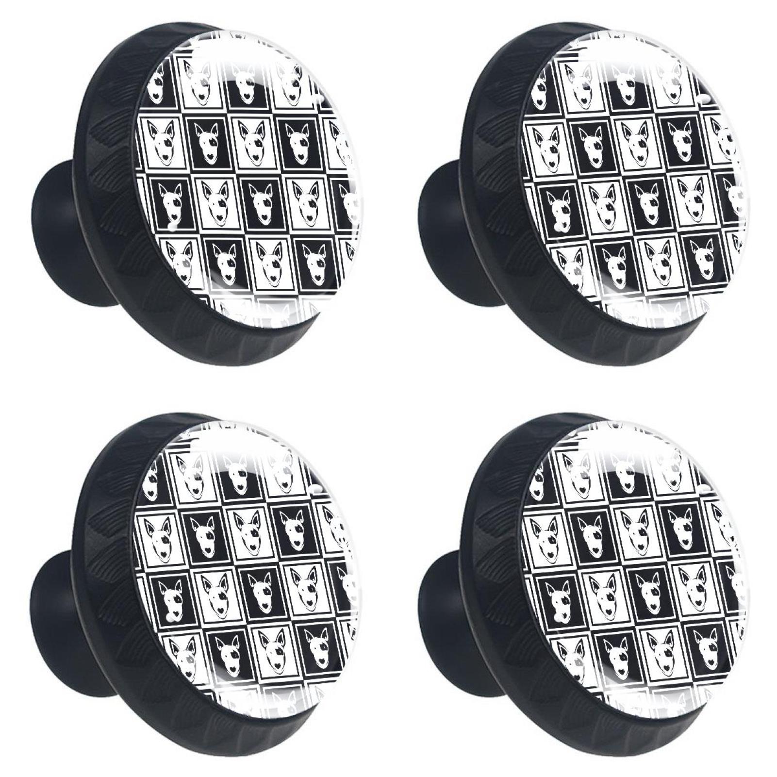 4 Pcs Hipster Bull Terrier Dog Knobs for Kitchen Cabinet Cupboard ...