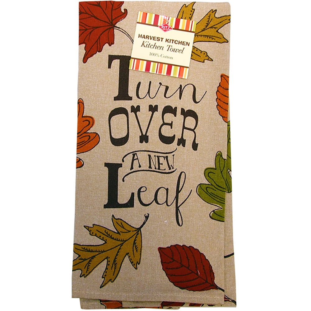 Ritz Chambray Printed Tea Towel 16x26 TURN OVER A NEW LEAF - Walmart.com