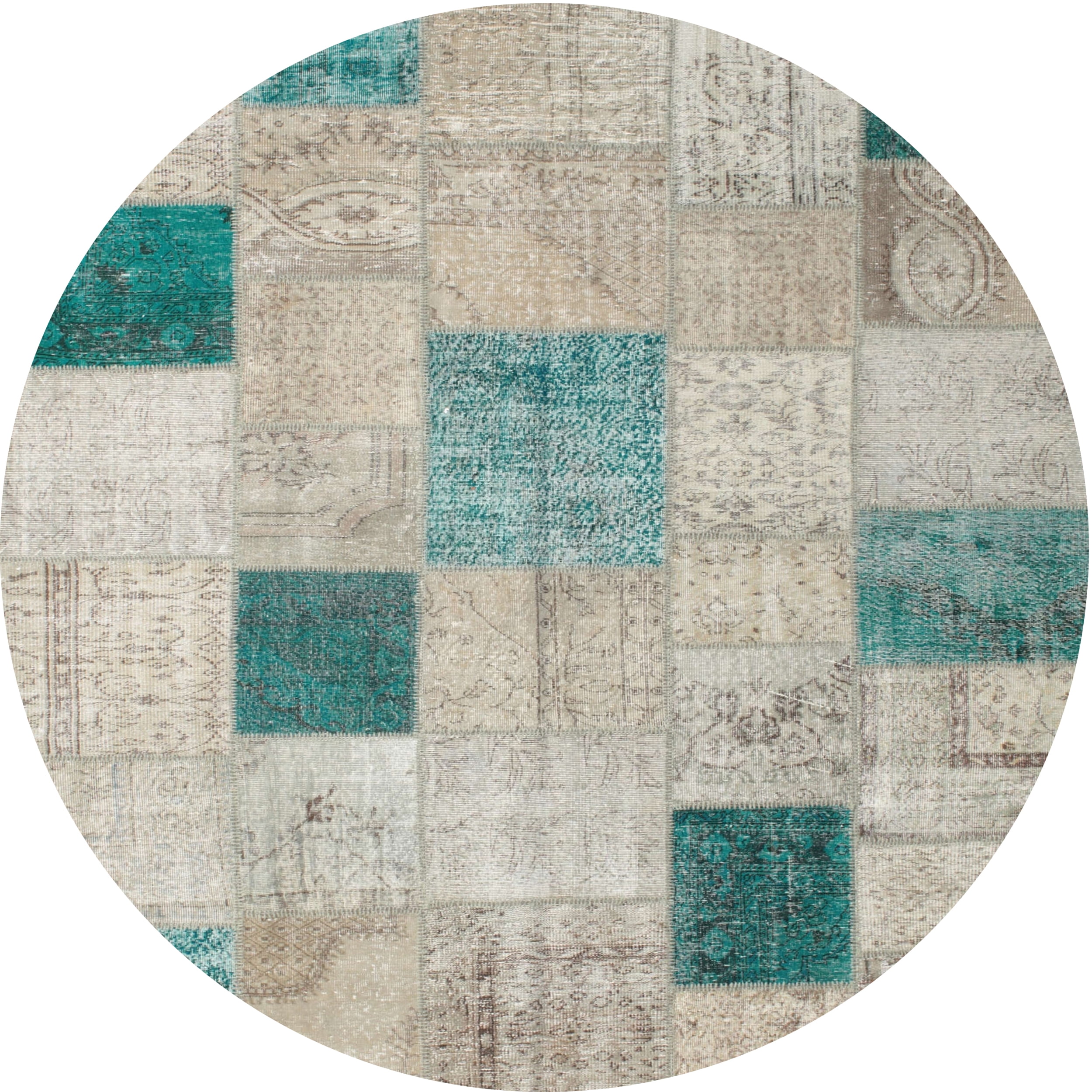 Ahgly Company Indoor Round Contemporary Sage Green Patchwork Area Rugs ...