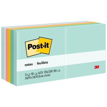 Post-it Dispenser Pop-up Notes, 3 in x 3 in, Alternating Pastel Colors ...