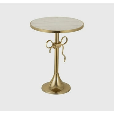 Free Shipping! DecMode Gold Metal Accent Table with White Marble Top, 2 ...