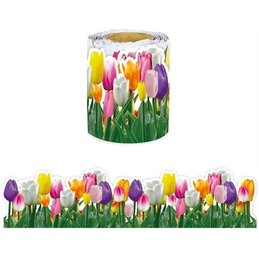 1 Roll Bulletin Board Border Floral Tulip Flower Trim for School ...