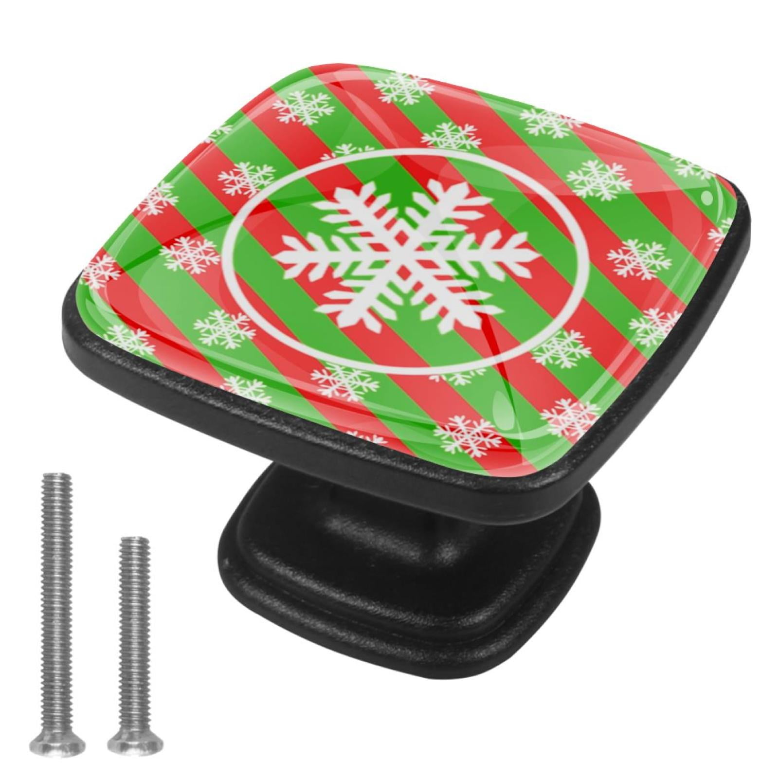 4 Pcs Cabinet Handle Drawer Pulls Christmas Knobs with Screws Square ...