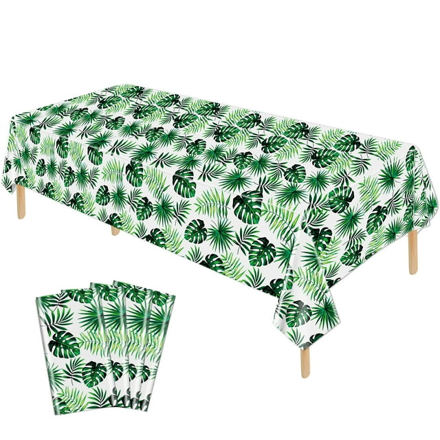 4 Pack Hawaiian Luau Tablecloths Aloha Tropical Palm Leaves Table ...